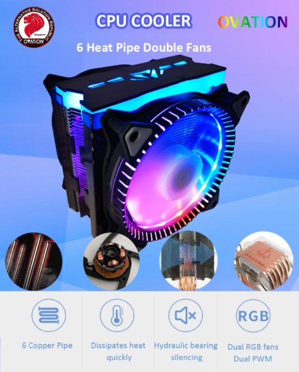 Ovation 6 Copper Pipes Twin Tower RGB Fan Dual PWM – Ovation